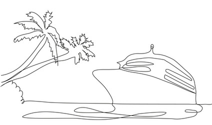 Continuous line drawing sailboat Royalty Free Vector Image
