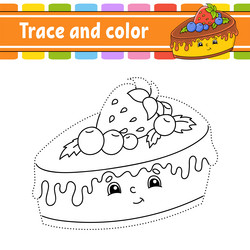 Trace and color birthday theme coloring page Vector Image