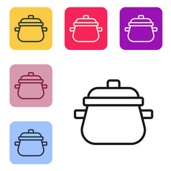 Black cooking pot icon isolated on white Vector Image