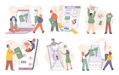 Hacker activity big set hacking computer Vector Image