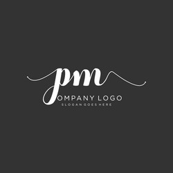 Pm initial handwriting logo design Royalty Free Vector Image