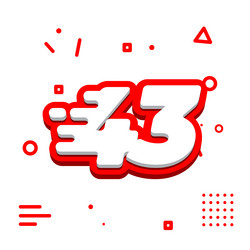 Number 43 3d speed icon Royalty Free Vector Image