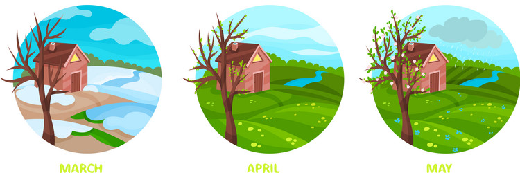 Different season months with nature landscape Vector Image