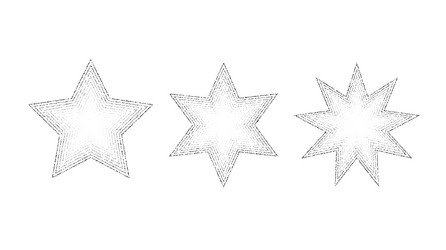 Dotted grain stars set black stippled shapes Vector Image