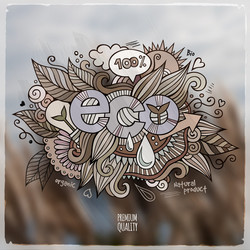 Eco hand lettering and doodles elements Royalty Free Vector