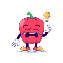 Crying red bell pepper cartoon mascot character Vector Image