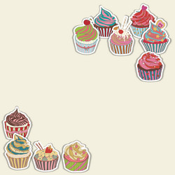 Cupcake border pattern Royalty Free Vector Image