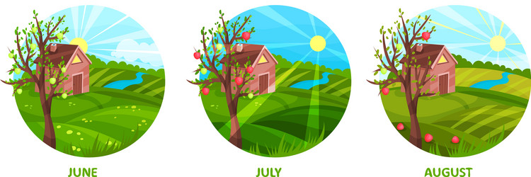 Icons of six months the year autumn and summer Vector Image