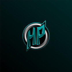 Initial hp logo design with shield style Vector Image