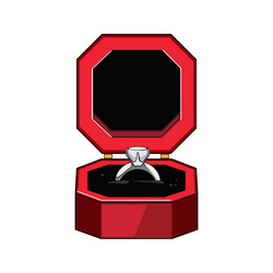 Diamond proposal ring box cartoon Royalty Free Vector Image