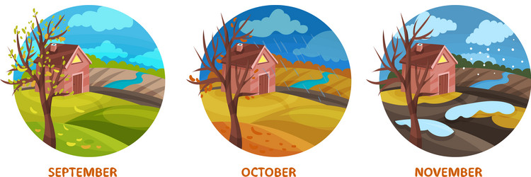 Different season months with nature landscape Vector Image