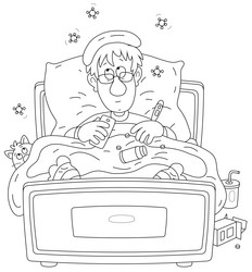 Ill Sick Man Lying in Bed Vector Images (over 580)