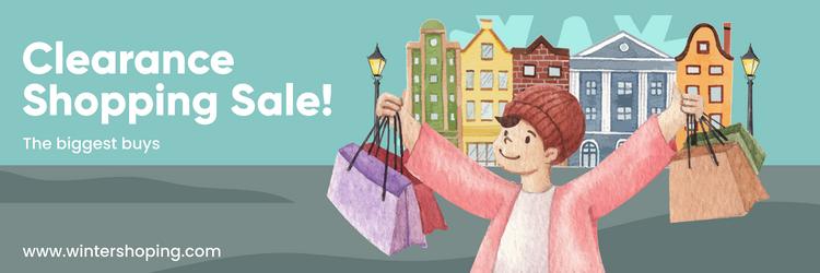 Facebook ads template with shopping winter Vector Image