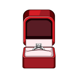 Beautiful proposal ring box cartoon Royalty Free Vector