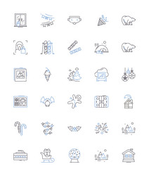 Recitation line icons collection chanting Vector Image