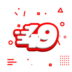 Number 49 3d speed icon Royalty Free Vector Image