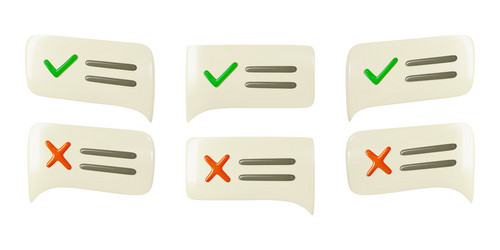 3d wrong and right speech bubble message Vector Image