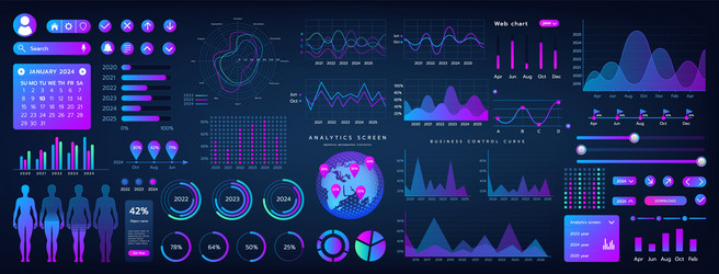 Data dashboard modern infographic ui interface Vector Image