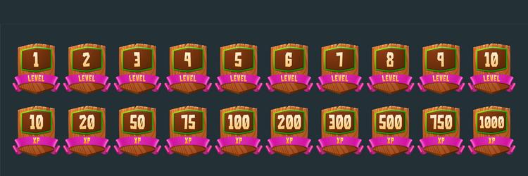 Game rating icons with shields and ribbons Vector Image