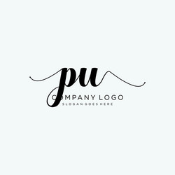 Initial pu handwriting logo with circle template Vector Image
