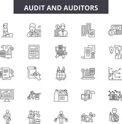 Auditor and analysis line icons signs set Vector Image