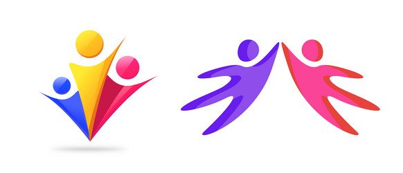 Unity three logo people Royalty Free Vector Image