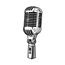 Microphone in hand sketch drawn doodle Royalty Free Vector