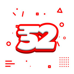 Number 52 3d speed modern Royalty Free Vector Image