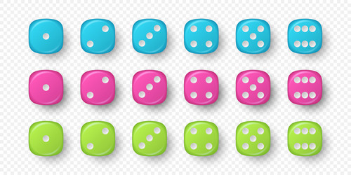 3d realistic pink game dice with white dots Vector Image