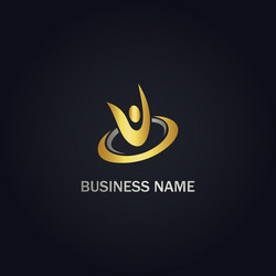 Happy people active gold logo Royalty Free Vector Image