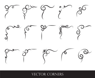 Retro corner frame floral line accent element set Vector Image
