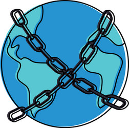 World planet earth with chain Royalty Free Vector Image