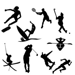 Black silhouette sports activity set Royalty Free Vector