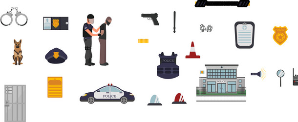 Professional policeman and his tools man and his Vector Image