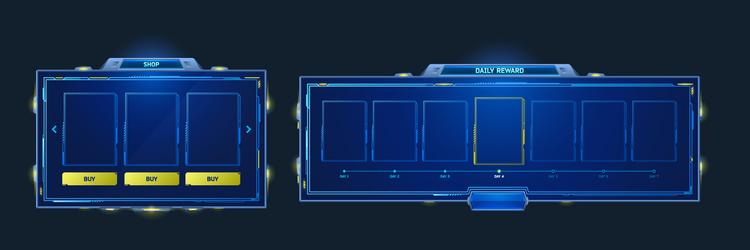 Daily reward frame with item icons for game design