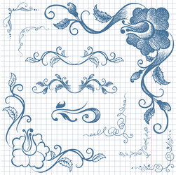 Ink hand-drawn line border set Royalty Free Vector Image