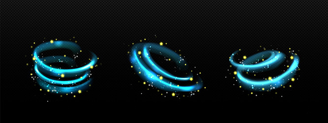 Magic effect blue air swirl with golden stars Vector Image