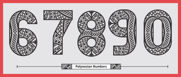 Numbers polynesian style in a set 12345 Royalty Free Vector