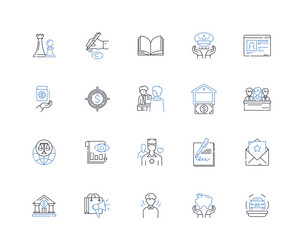 Inalienable rights line icons collection liberty Vector Image