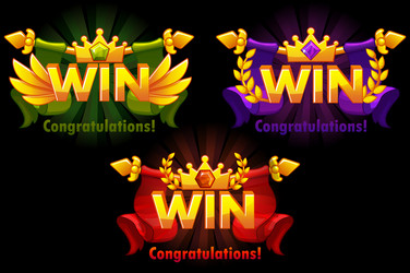 Gold win banner isolated on a black background Vector Image