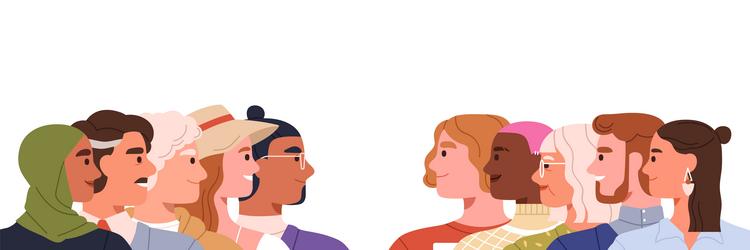 Divided people crowd divide group Royalty Free Vector Image