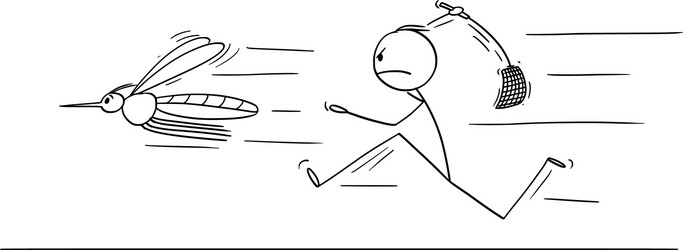 Cartoon man or businessman chasing big fly Vector Image