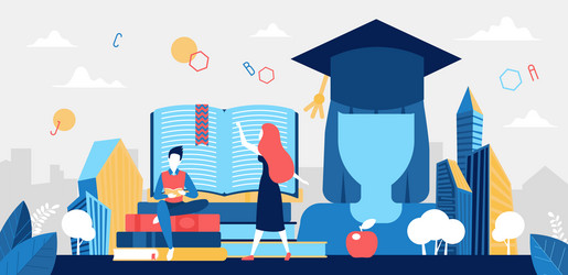 Digital science education concept with cartoon Vector Image