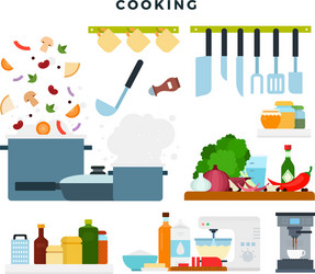 Food cooking process with kitchen utensils Vector Image