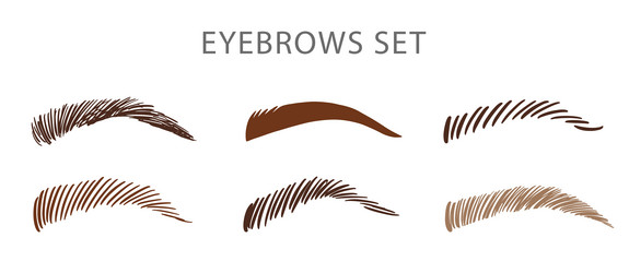 Different female eyebrow icons set makeup brows Vector Image