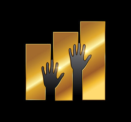 Golden hand print logo Royalty Free Vector Image