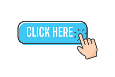 Hand cursor icon with blue click button click Vector Image