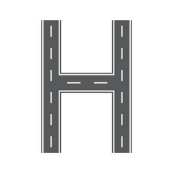 T letter for road or street font flat and solid Vector Image