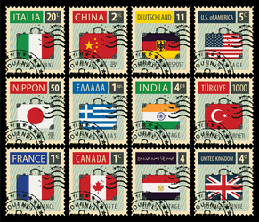 Stamps with flags Royalty Free Vector Image - VectorStock