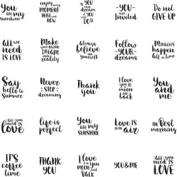Mega set of 60 hand written lettering positive Vector Image